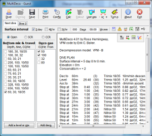 MultiDeco VPM & VPM-B & VPM-B/E & ZHL GF dive decompression software ...