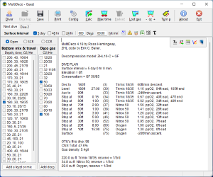 MultiDeco ZHL-GF & VPM & VPM-B & VPM-B/E dive decompression software ...